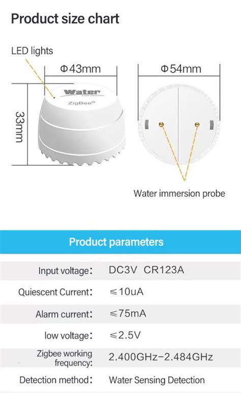 Sensor De Inundación Tuya Con Sirena Inteligente Zigbee Expert4house