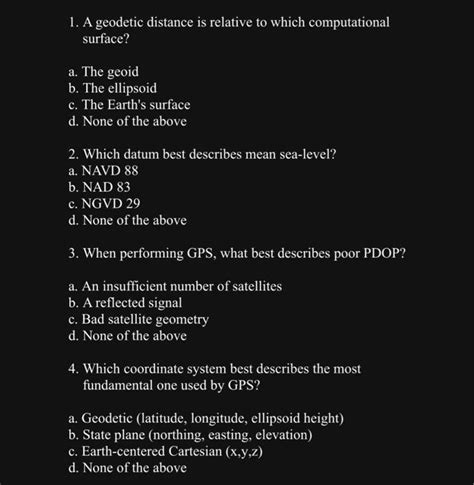Solved 1 A Geodetic Distance Is Relative To Which