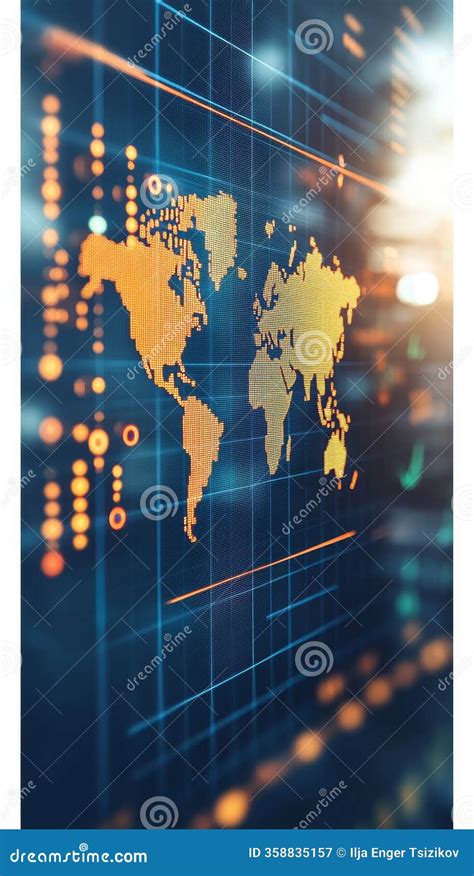 Global Economic Trends World Map With Futuristic Data Visualization And