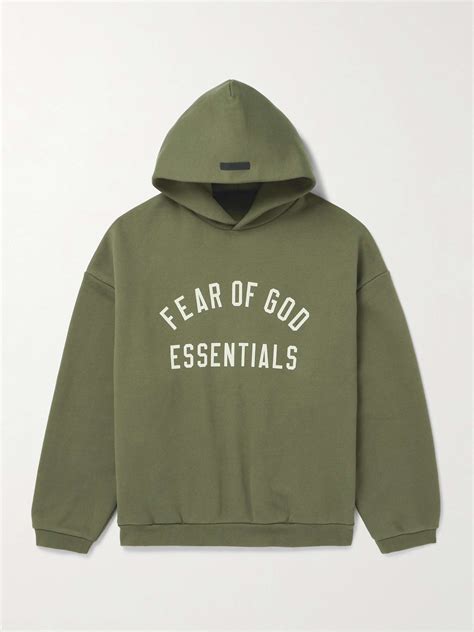Fear Of God Essentials Oversized Logo Print Cotton Blend Jersey Hoodie