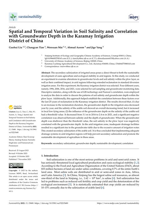 PDF Spatial And Temporal Variation In Soil Salinity And Correlation