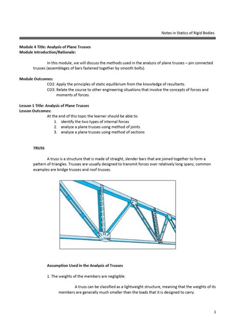 Module 4 Analysis Of Plane Trusses 1 Pdf