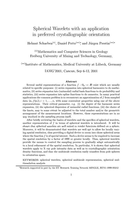 Pdf Spherical Wavelets With An Application In Preferred