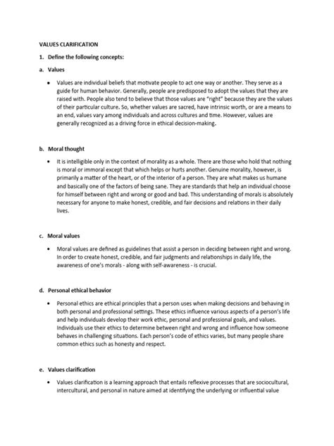Values Clarification Pdf