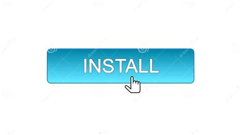 Install Web Interface Button Clicked With Mouse Cursor Blue Color Application Stock