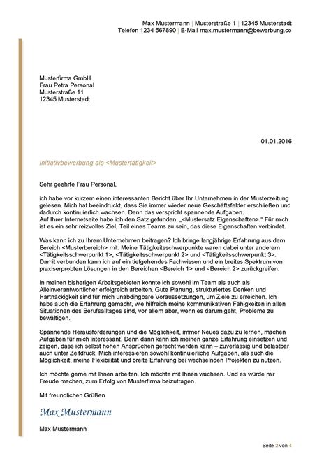 Initiativbewerbung Beispiel Muster