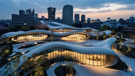 Modern Architectural Building With Wavy Design And Glass Facade Ideal For An Urban Setting