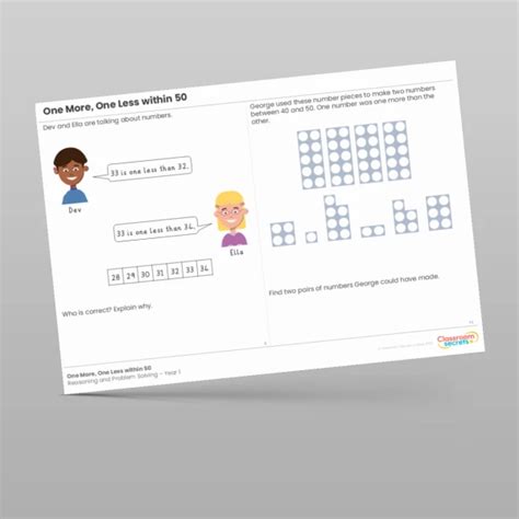 Year 1 One More One Less Within 50 Reasoning And Problem Solving