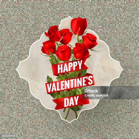 Kartu Vintage Hari Valentine Dengan Mawar Eps 10 Ilustrasi Stok Unduh