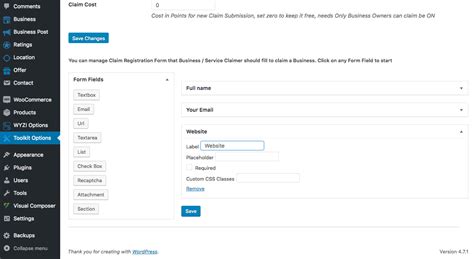 Claim Form Building Wyzi Documentation