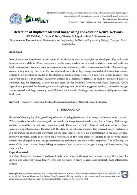 pdf detection of duplicate medical image using convolution neural network