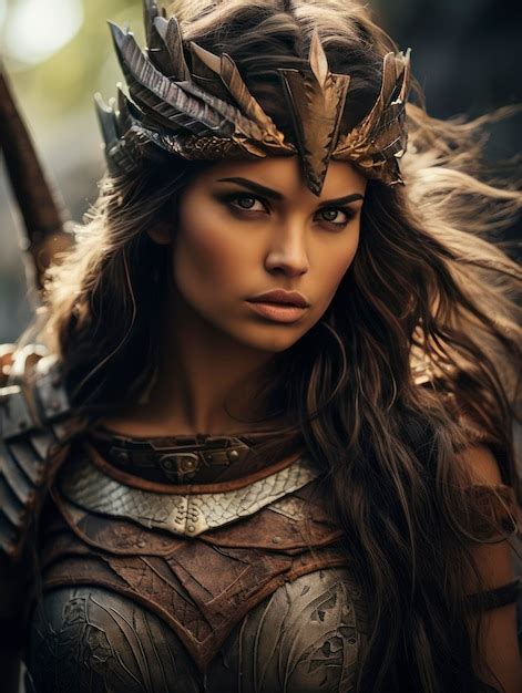Premium Ai Image Beautiful Woman Model Posing In Jungle As An Amazon