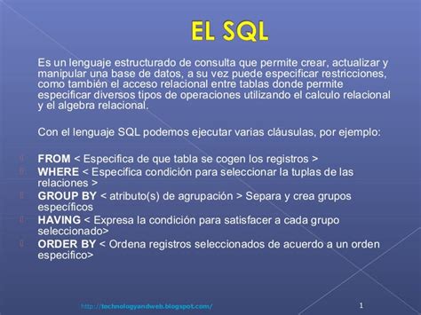 Sql Lenguaje Estructurado De Consulta