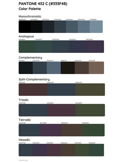 PANTONE 432 C Color Palettes Colorxs Com