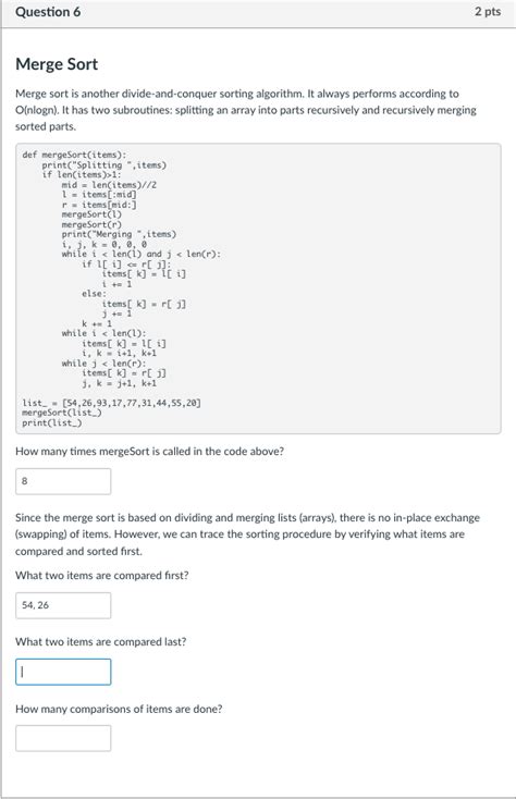 Solved Quiz Instructions Lab 7 Sorting Algorithms And Chegg