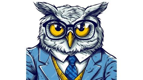 Premium Photo A Cartoon Owl Wearing A Suit And Tie With Glasses