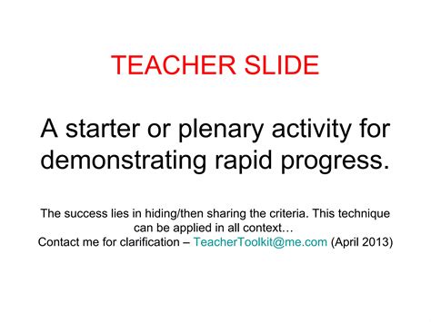 Rapid Progress Class Activity By Teachertoolkit Ppt