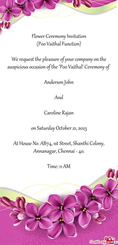 Poo Vaithal Function Free Cards