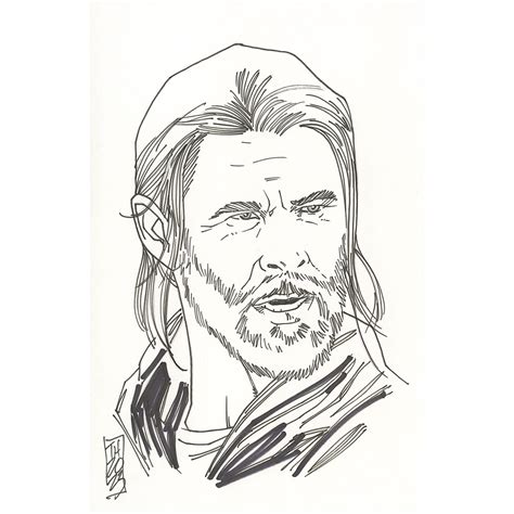 Thor Marvel Comics Signed Original Drawing By Tom Hodges 11