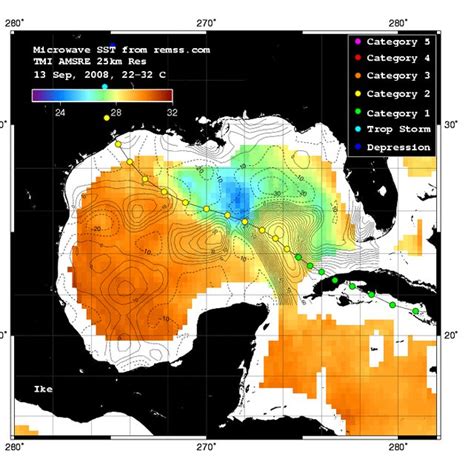 Left Panel Tmi Amsr E Merged Sst Data On 17 September 2004 Showing Download Scientific