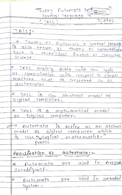 Tafl Unit 1 Tafl Unit 1 Theory Automata And Date Page Formal