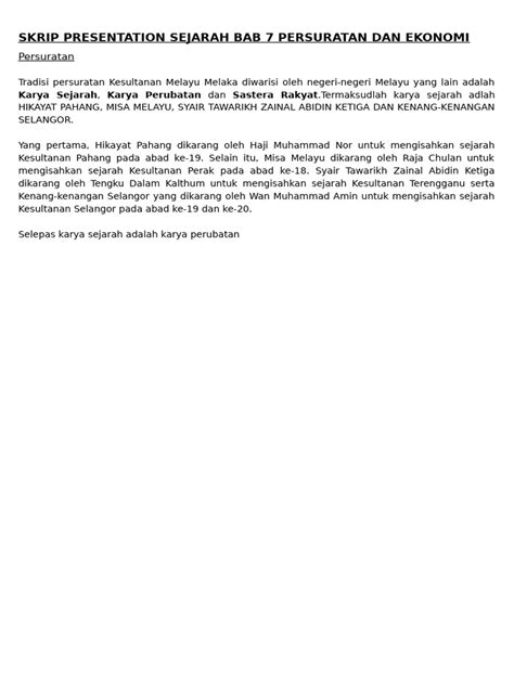 Presentation Sejarah Najwa And Me Unit 7 Persuratan And Ekonomi Pdf