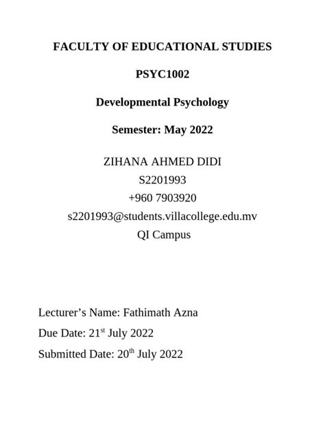 Dev Of Psy Assignment Pdf Heredity Cognition