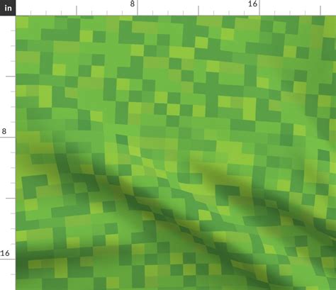 8 Bit Grass Block Fabric Spoonflower