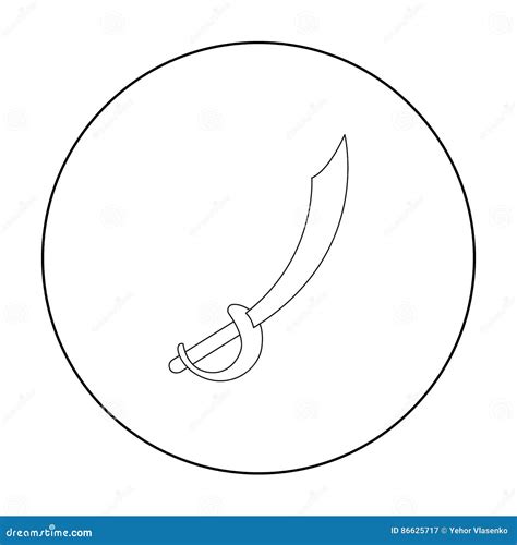 Pirate Sabre Icon In Outline Style Isolated On White Background