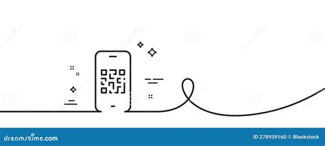 Qr Code Line Icon Scan Barcode Sign Continuous Line With Curl Vector Stock Illustration