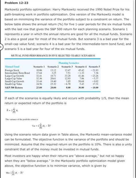 Solved Problem 12 23 Markowitz Portfolio Optimization Harry