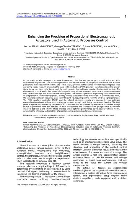 Pdf Enhancing The Precision Of Proportional Electromagnetic Actuators Used In Automatic
