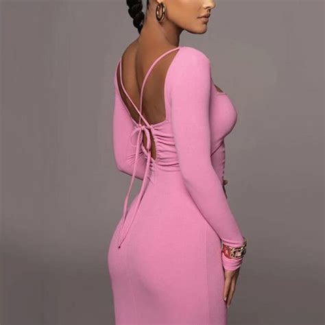 Sexy Cut Out Bodycon Midi Dress Elcune