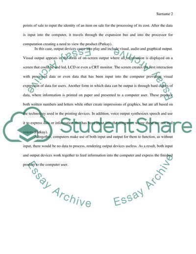 Computer Input And Output Essay Example Topics And Well Written