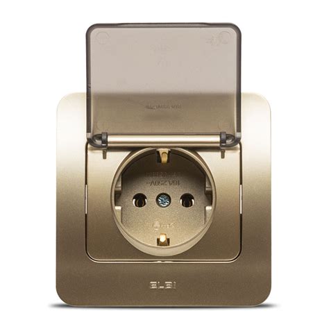 Priza Schuko Cu Capac Si Impamantare 220 240v 16a Gama Jazz Auriu