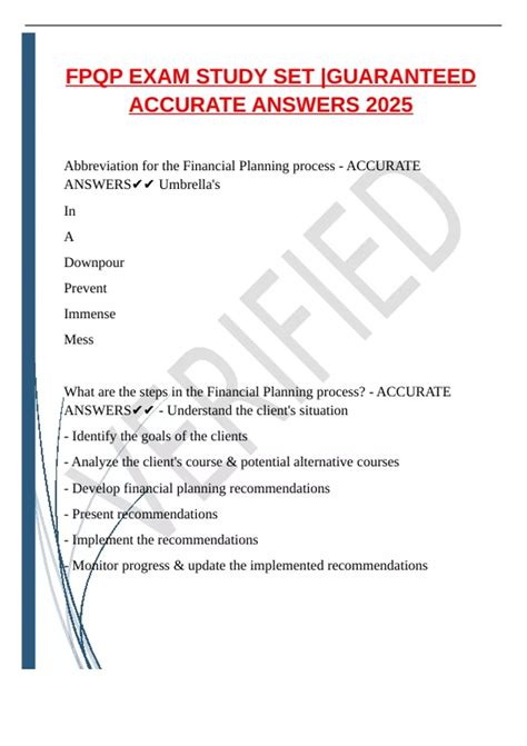 Fpqp Exam Study Set Guaranteed Accurate Answers 2025 Fpqp Stuvia Us
