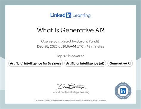 Jayant Pandit On Linkedin Certificate Of Completion