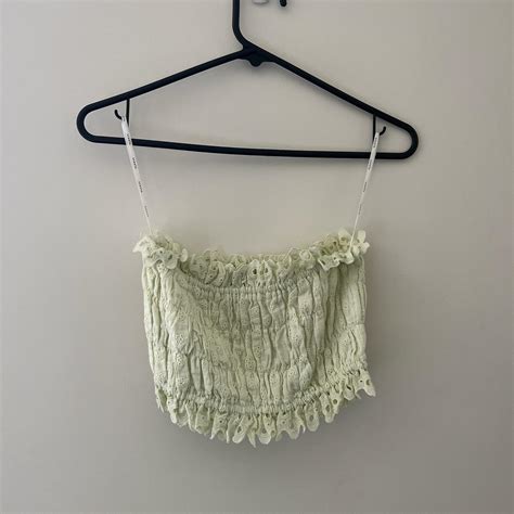 Steele Set Light Green Shirred Crop With Matching Depop