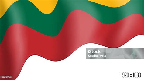 리투아니아 국기 현실적인 독립 기념일 배경 리투아니아 연방 깃발이 바람에 펄럭이며 흔들리고 있습니다 독립 기념일을 위한 축제 애국심 Hd 형식 템플릿 Commonwealth