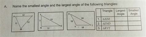 A Name The Smallest Angle And The Largest Angle Of The Following