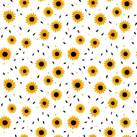 Premium Vector Cute Sunflower Seamless Pattern