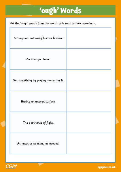 Spelling — Ough Words Sen Years 5 6 Cgp Plus