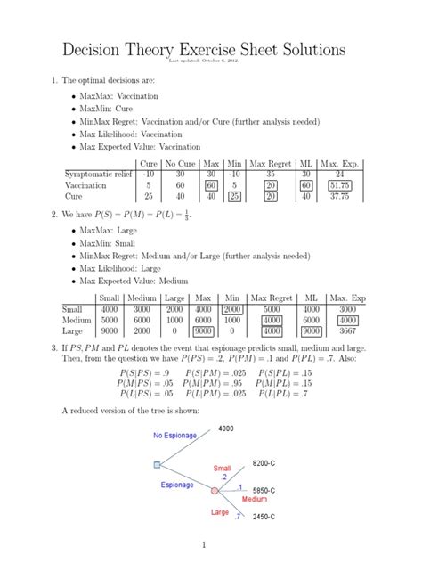Decision Theory Exercise Sheet Solutions Pdf Mathematical And Quantitative Methods