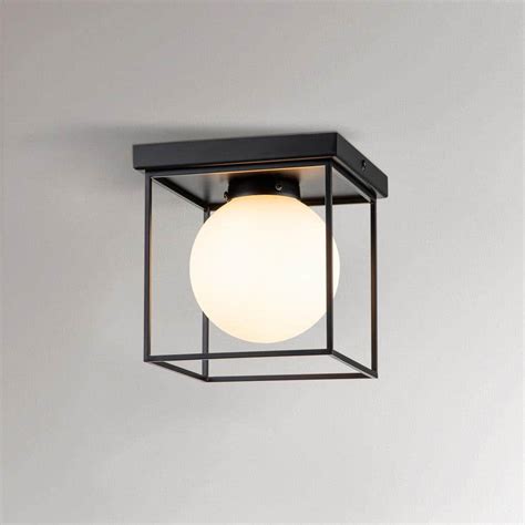 Edislive Sampson 7 In 1 Light Modern Black Flush Mount With Opal Glass