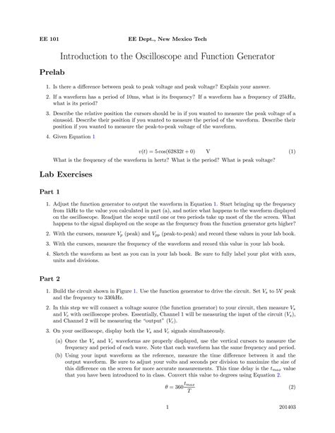 Introduction To Oscilloscope And Function Generator Pdf