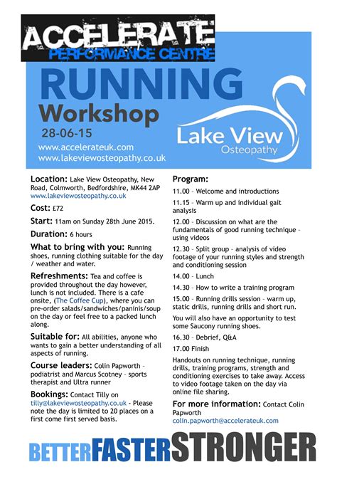 Running Workshop 2015 Lake View Osteopathy