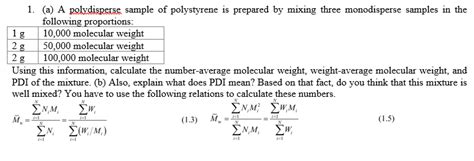 Solved 1 A A Polydisperse Sample Of Polystyrene Is Chegg