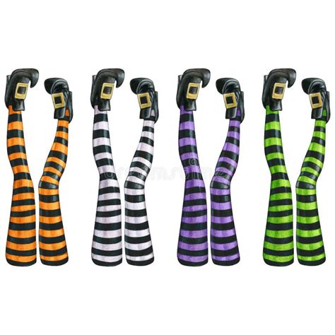 Watercolor Hand Drawn Halloween Witch Legs Stock Vector Illustration