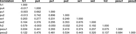 Correlations Of Indicators In Exogenous Latent Constructs Download Table