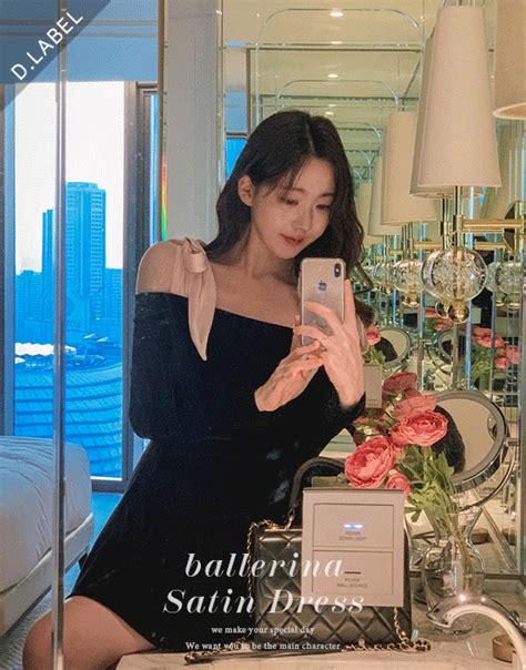 [la Belle Rose]발레리나 새틴스트랩 벨벳원피스 미니 롱 Ver 기념일룩 에이블리